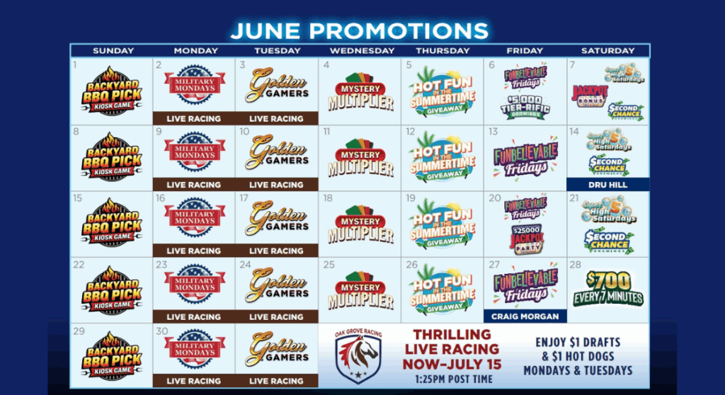 Promotions - Oak Grove Racing, Gaming and Hotel, KY